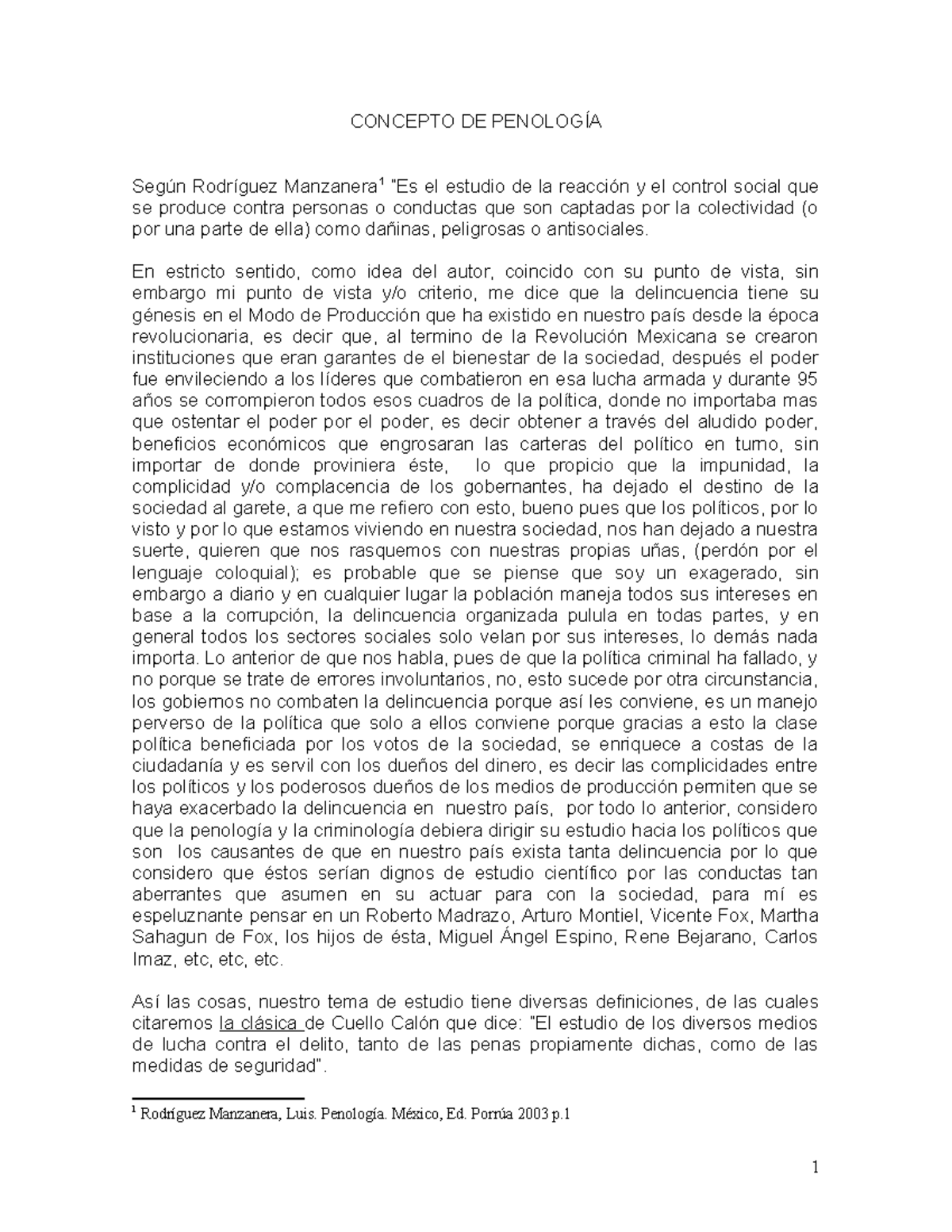 Concepto de Penología: Análisis Crítico y Perspectivas en México - Studocu