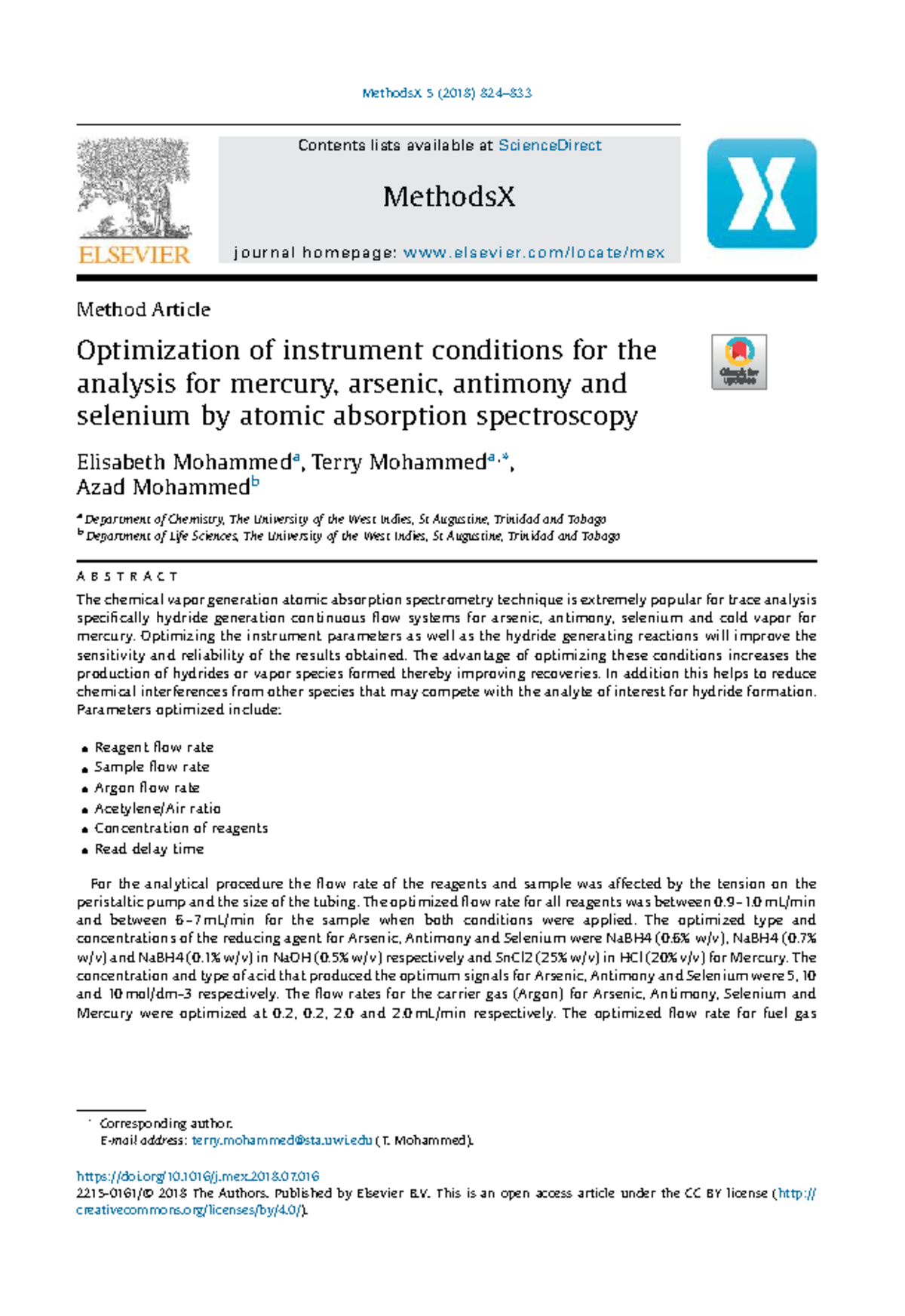Optimization of Instrument Conditions for Hg, As, Sb, and Se Analysis ...