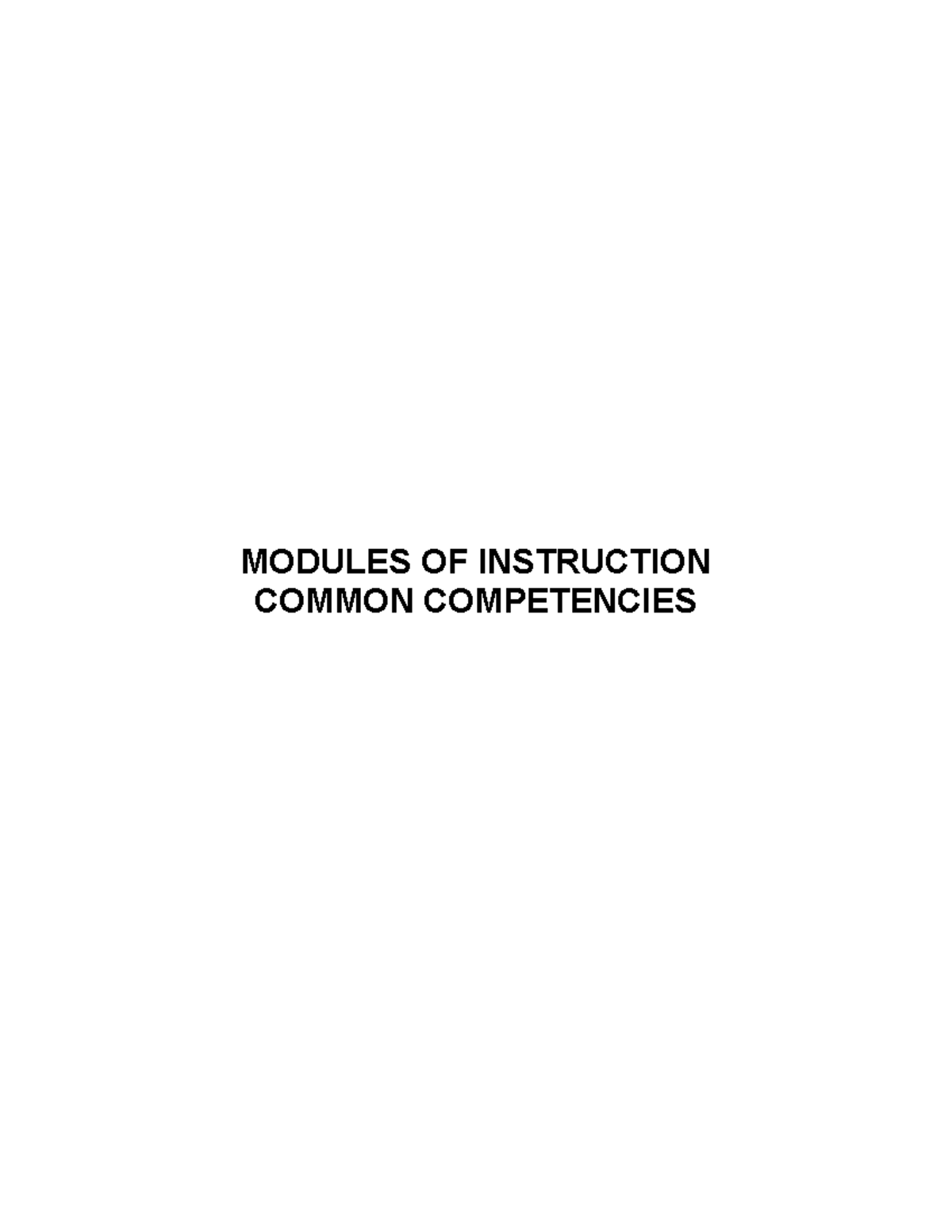 Common competency - MODULES OF INSTRUCTION COMMON COMPETENCIES UNIT OF ...