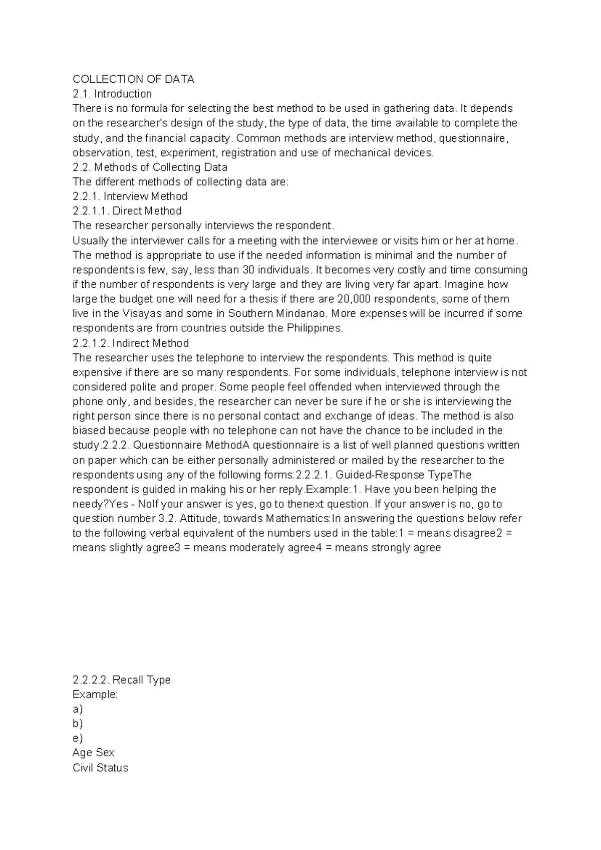 Stat 2 - Data Collection Methods and Presentation Techniques - Studocu