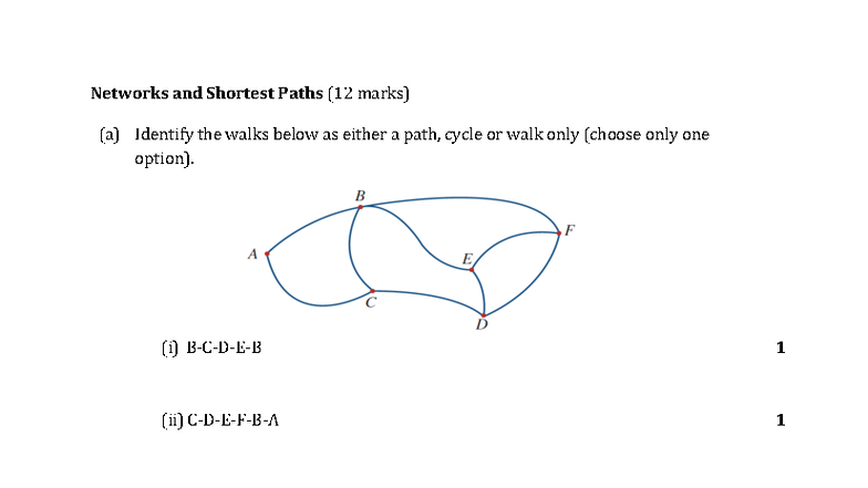 Networks and Shortest Paths: Analysis and Diagram (12 marks) - Studocu