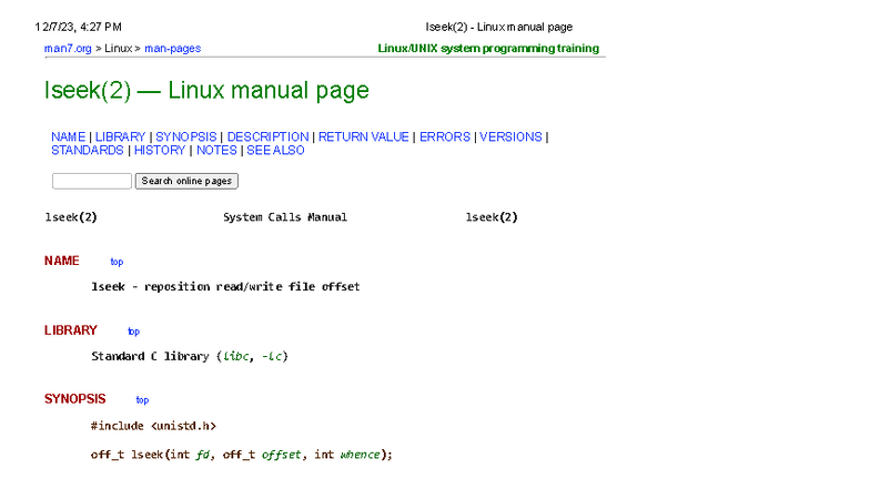 Lseek(2) Linux Manual Page - System Programming Guide - Studocu