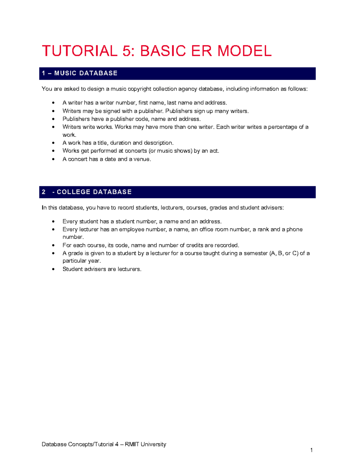 5.2 - Tutorial 5 - Basic ERD - Database Concepts/Tutorial 4 – RMIT ...