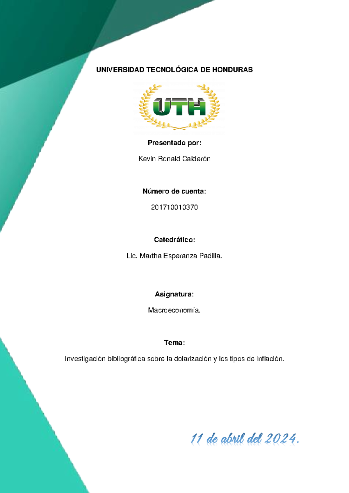 Tarea III parcial-Kevin Calderon - UNIVERSIDAD TECNOLÓGICA DE HONDURAS ...