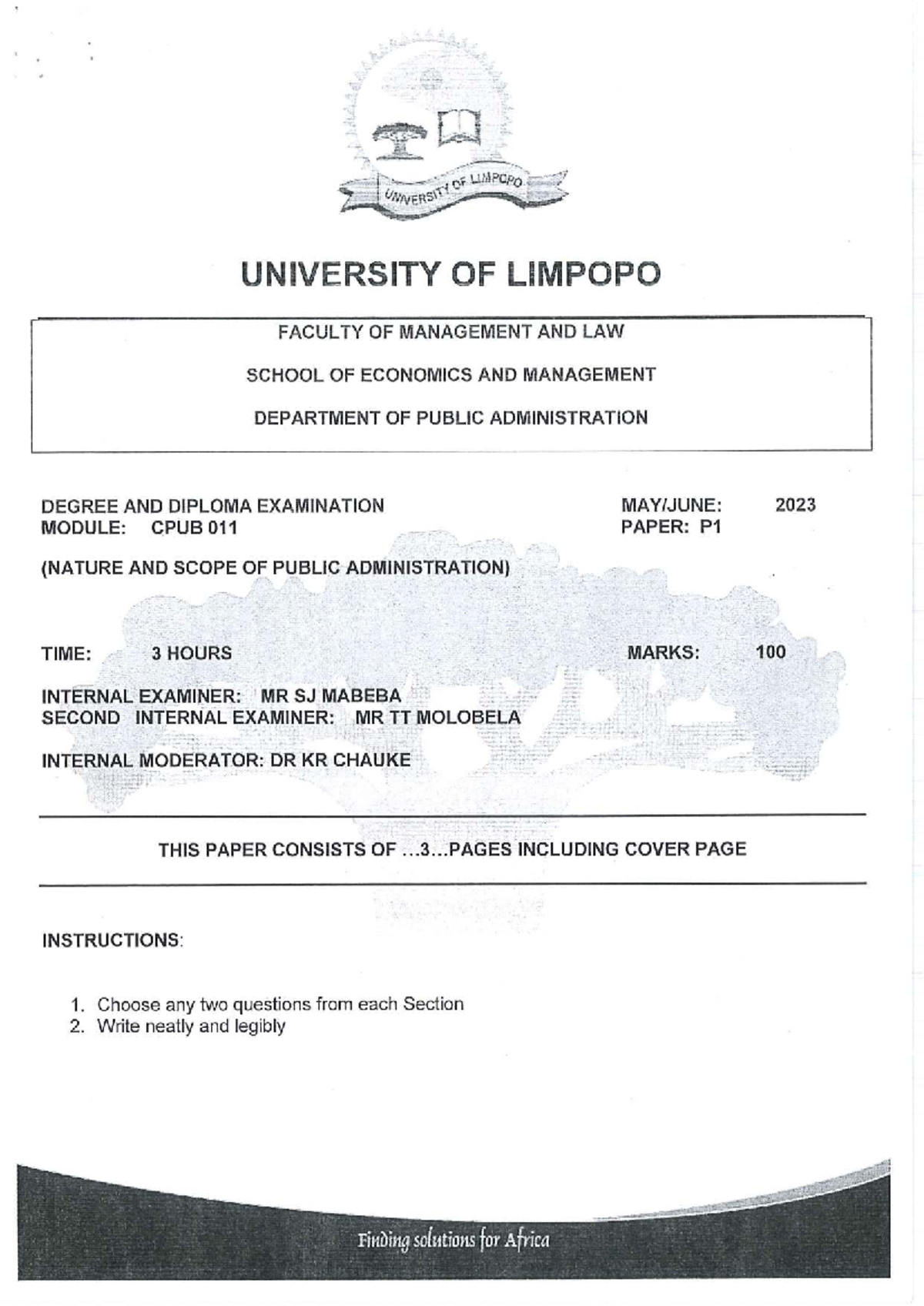 CPUB 011 FINAL EXAMINATION 2023 - PAST QUESTION PAPER - Studocu