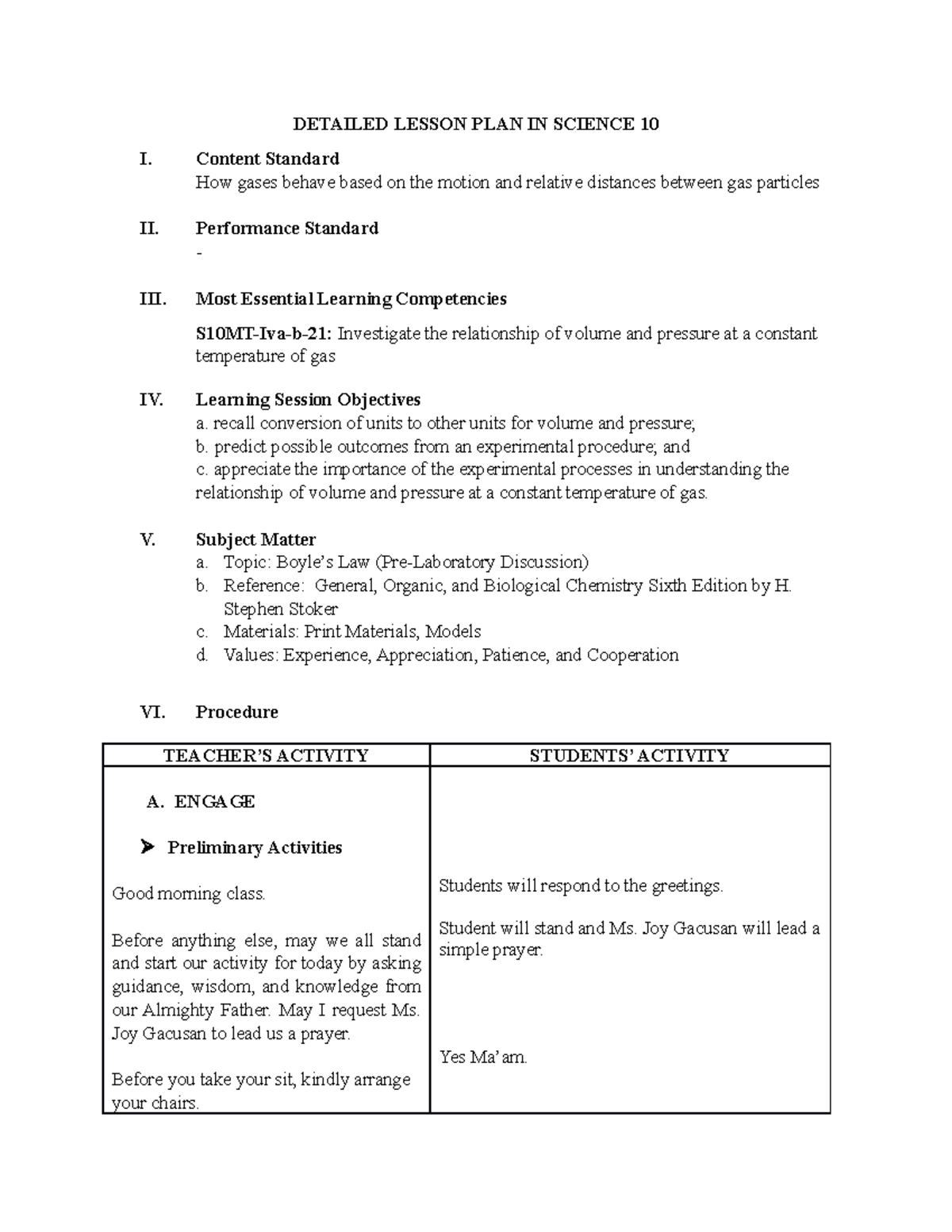 LP 1 Boyle's Law Predict - DETAILED LESSON PLAN IN SCIENCE 10 I ...