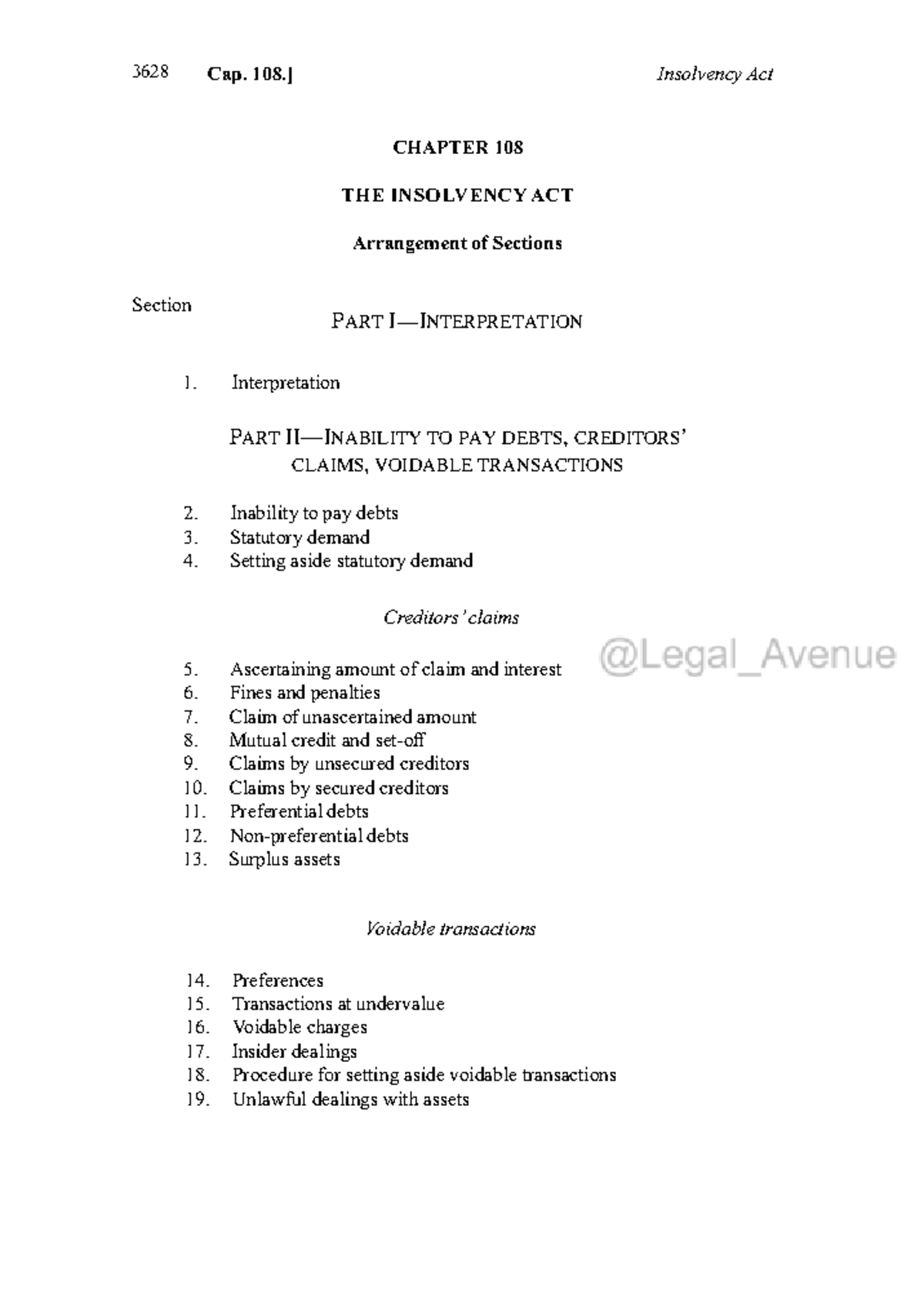 Revised Insolvency Act CAP 108: Comprehensive Overview and Sections ...
