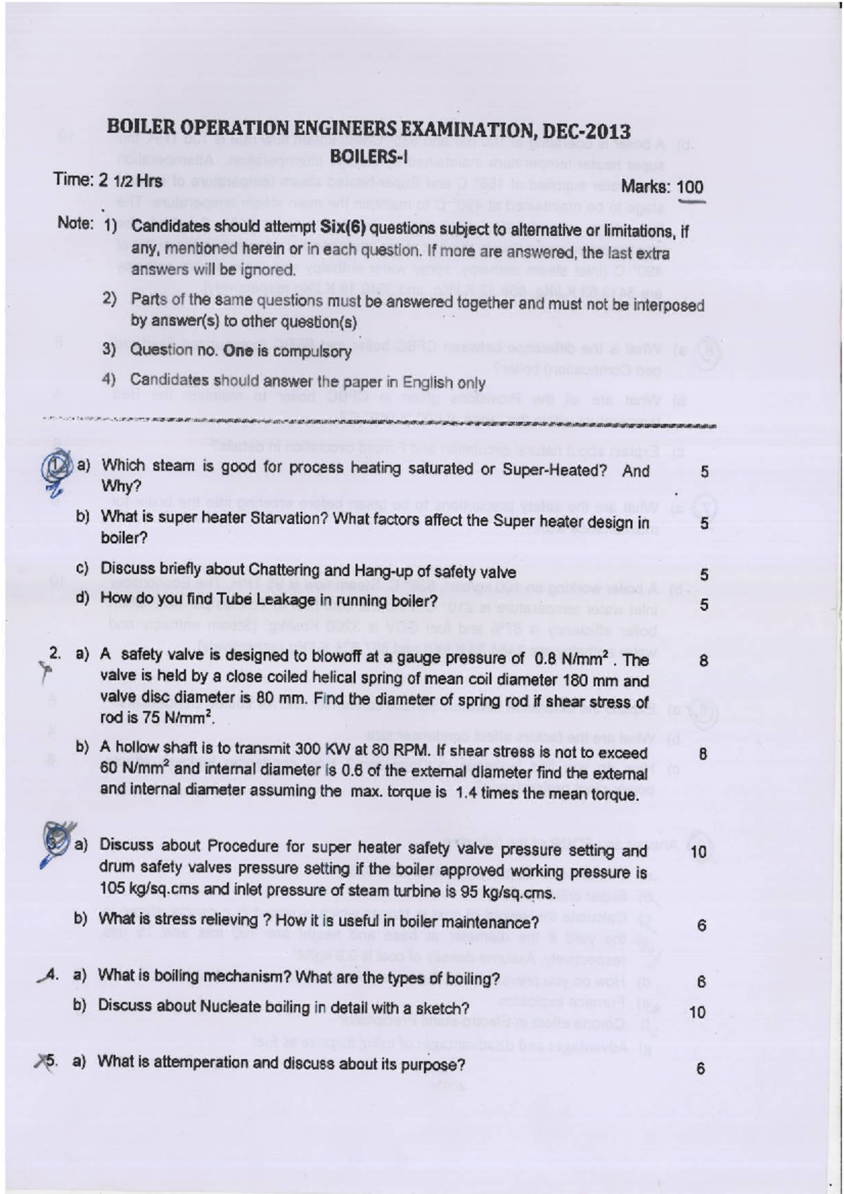 BOE MECHANICAL ENGINEERING - BOILER OPERATION ENGINEERS EXAMINATION ...