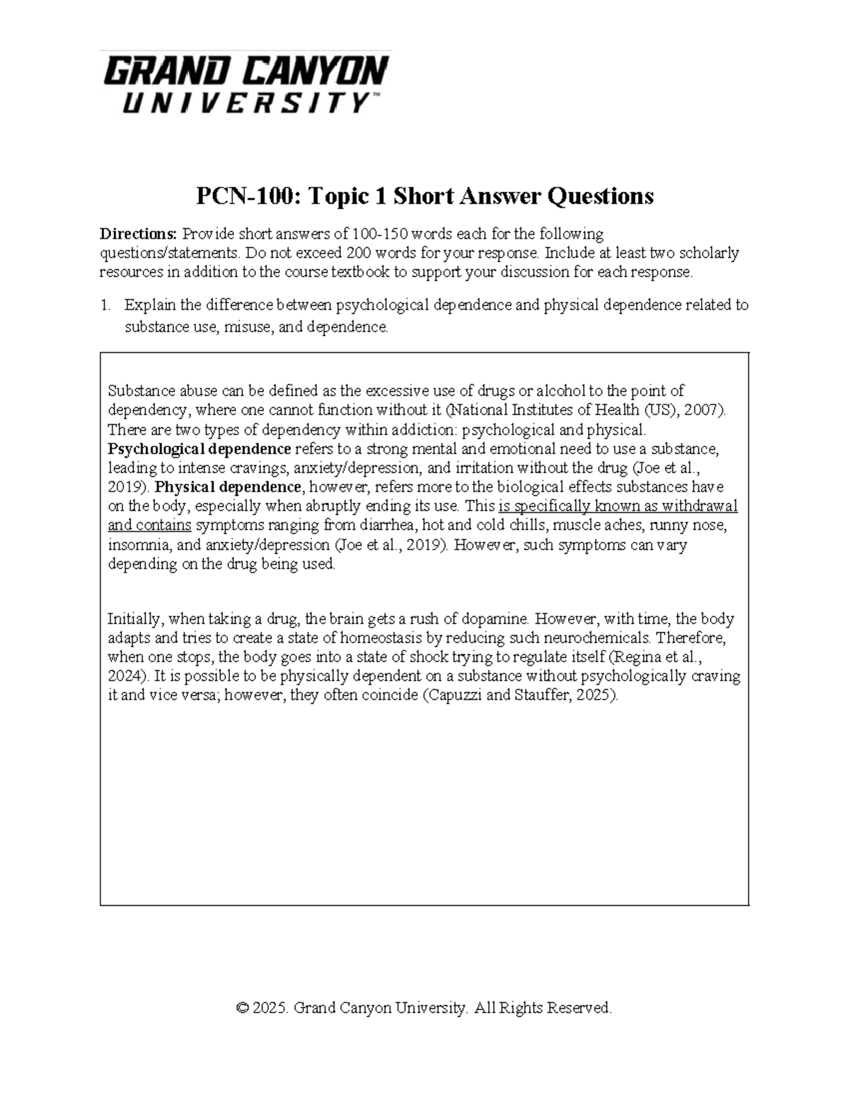 PCN-100 Addiction: Short Answer Questions on Dependency Types - Studocu