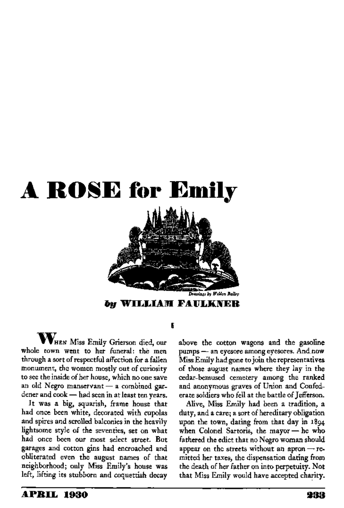 A Rose for Emily: Analysis and Insights on Faulkner's Classic - Studocu