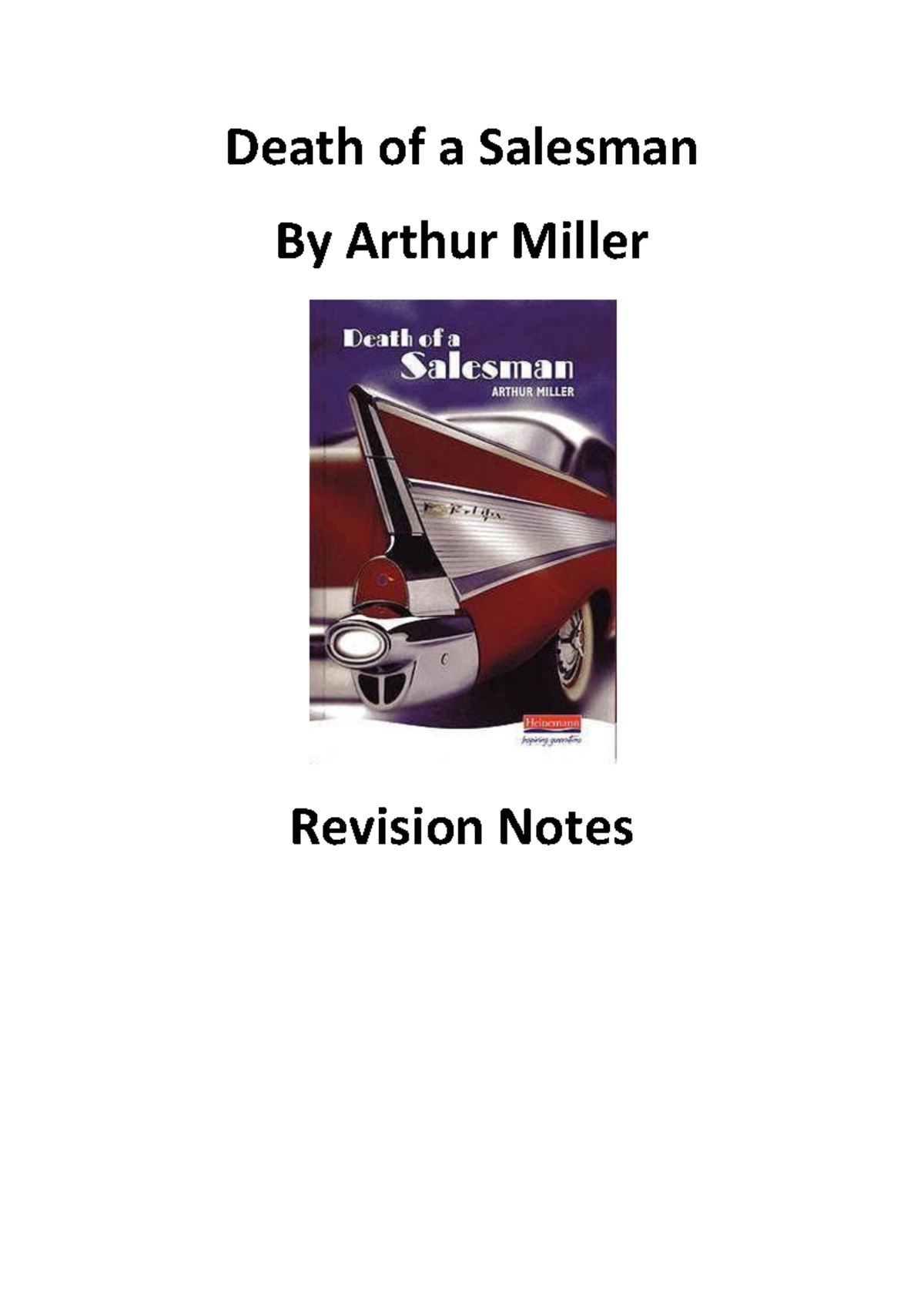 Death of a Salesman (ENG 101) Act I & II Summary and Analysis Notes ...