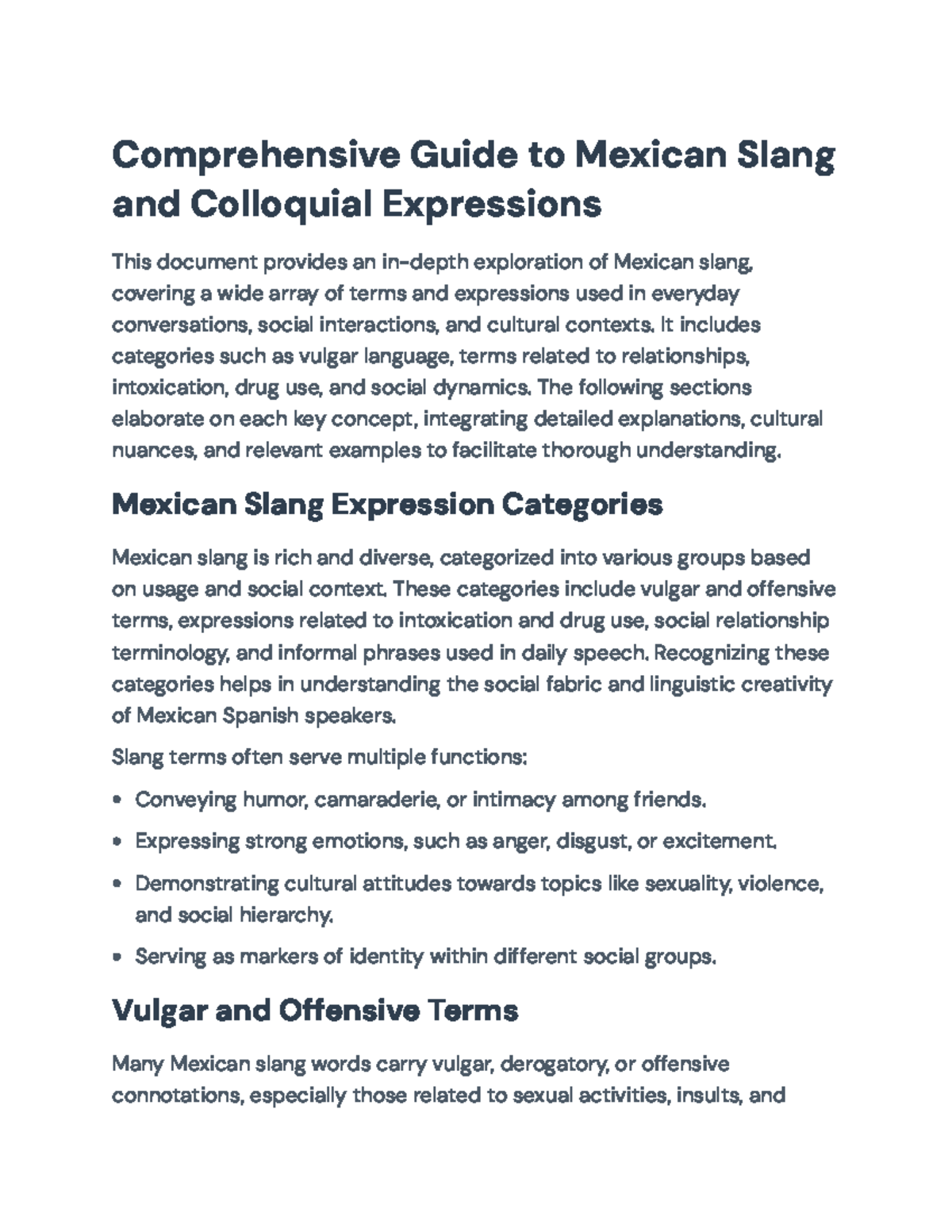 Guide to Mexican Slang: Understanding Expressions and Culture - Studocu
