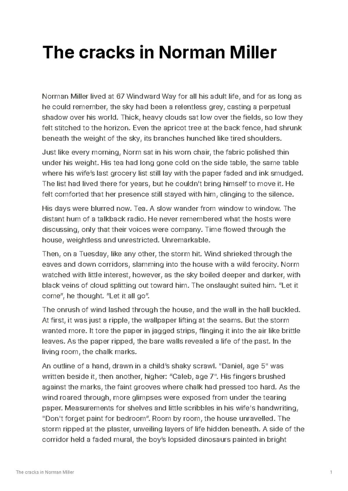 The Cracks in Norman Miller - MOD C Creative Writing Analysis - Studocu