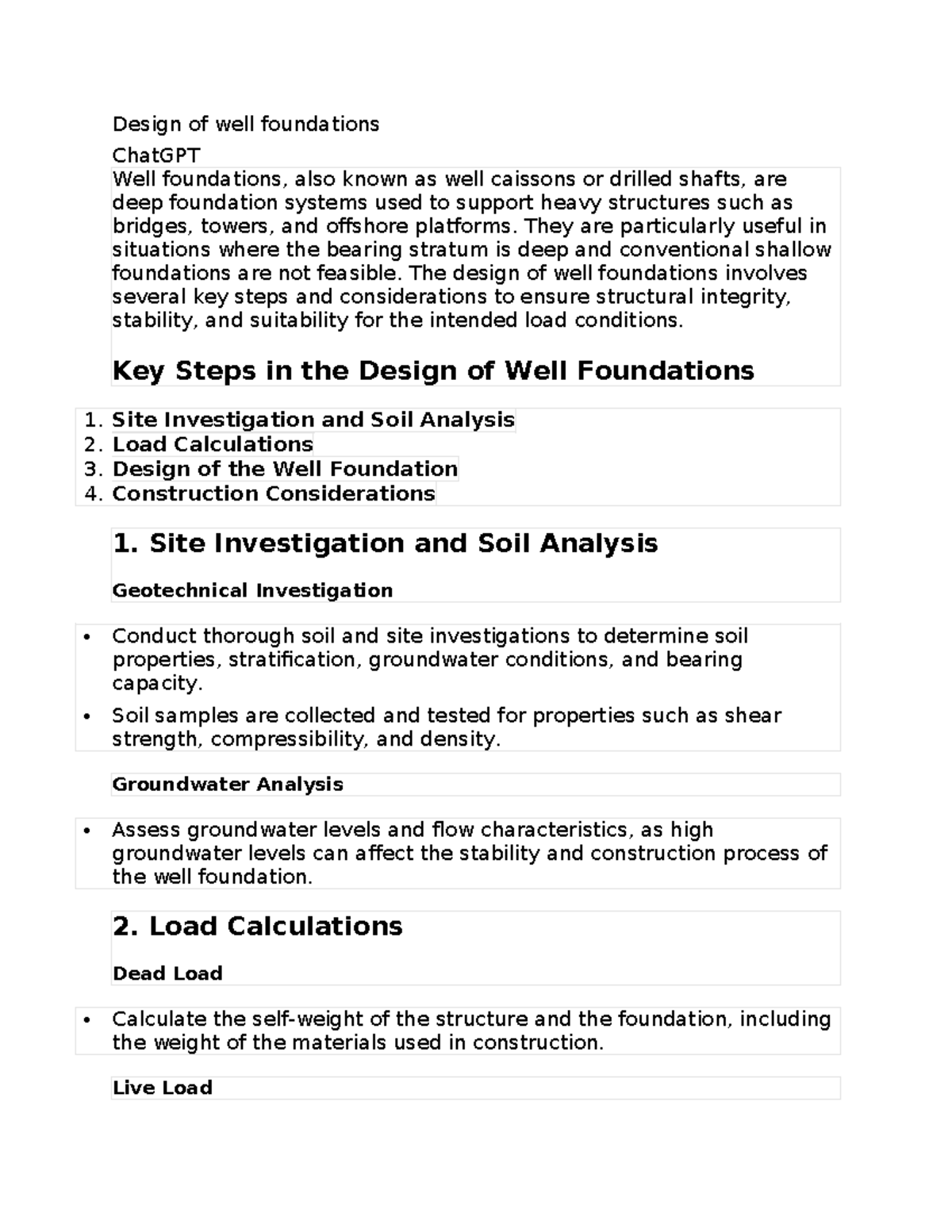 Designing Well Foundations: Key Steps and Considerations - Studocu