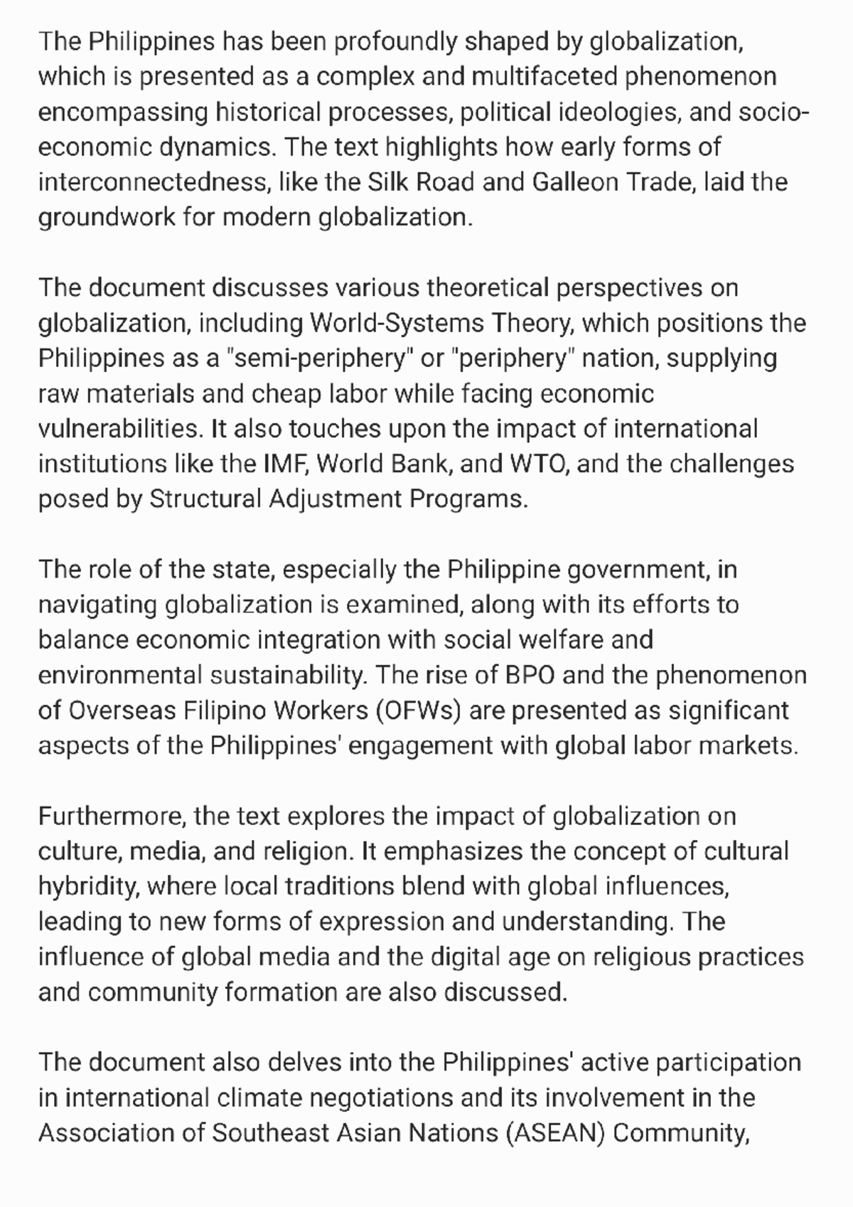 Globalization and Its Impact on the Philippines: A Comprehensive ...