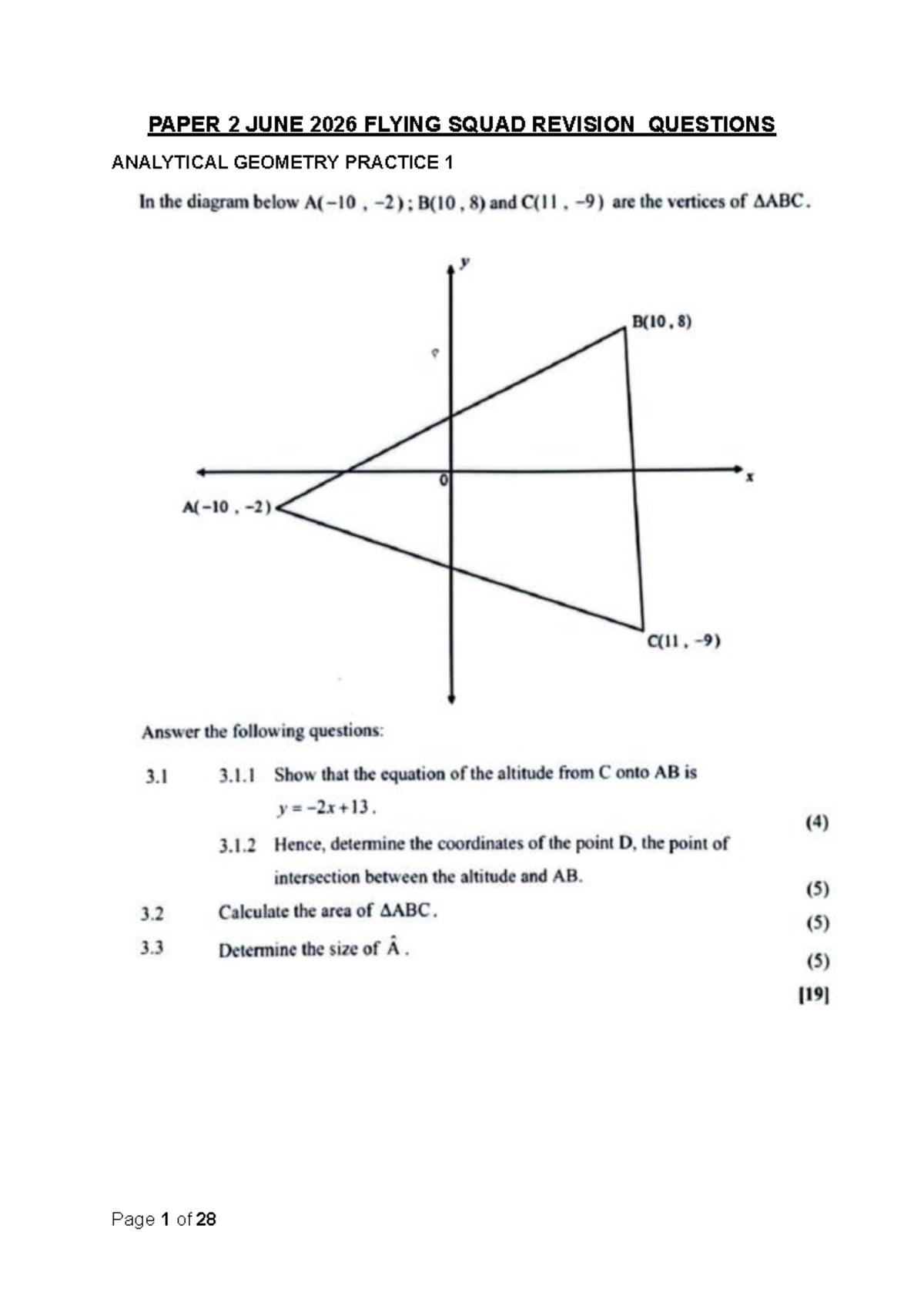 PAPER 2 JUNE 2026 FLYING SQUAD REVISION QUESTIONS IN GEOMETRY - Studocu