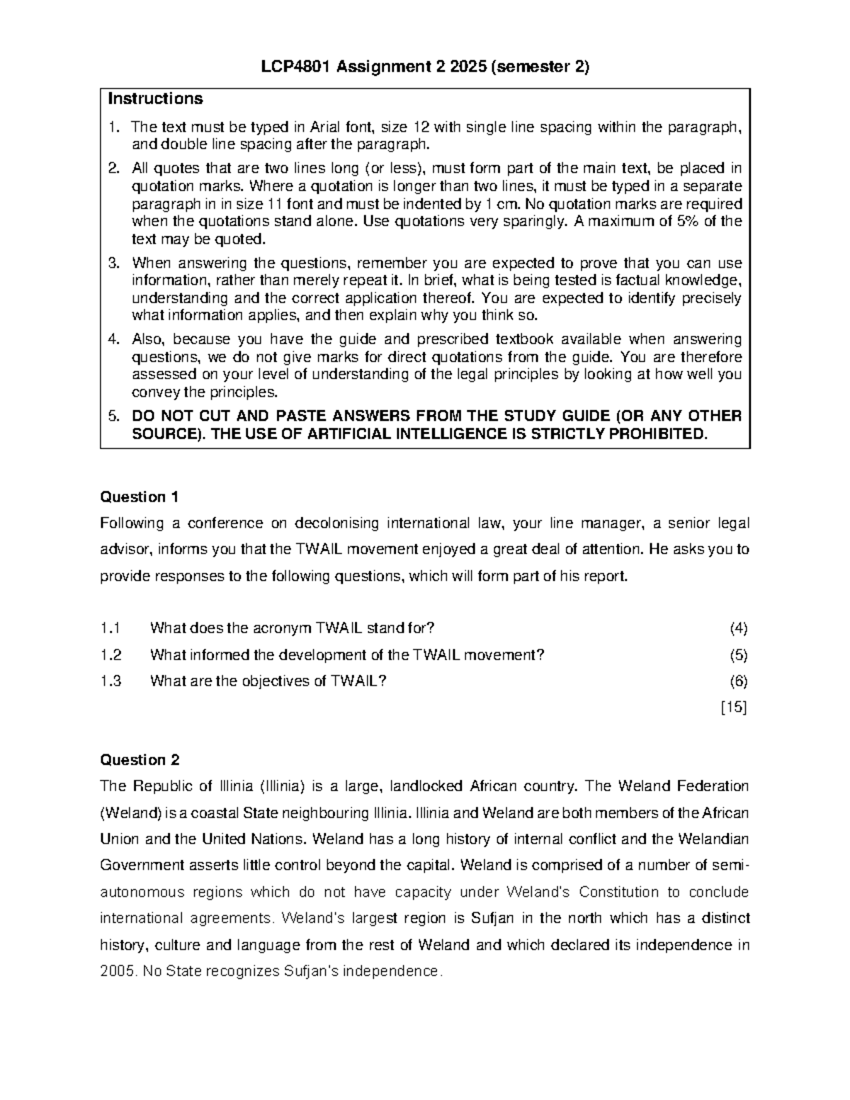 LCP4801 Assignment 2 Instructions for Semester 2 2025 - Studocu