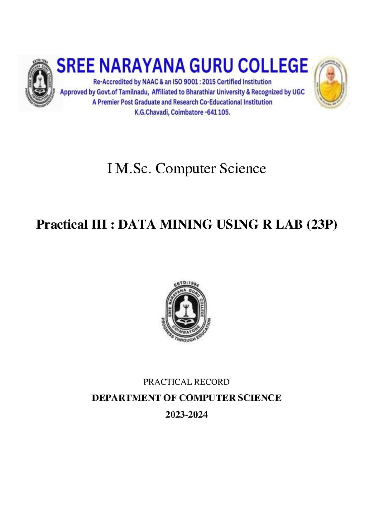 DATA MINING USING R LAB - PRACTICAL RECORD (23P) - Studocu
