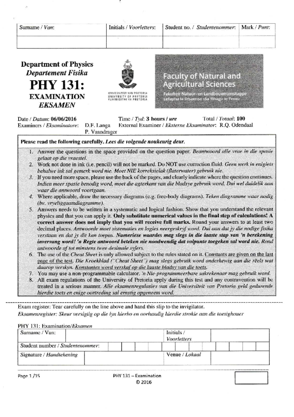 Phy 131 Final Exam 2016 Comprehensive Student Responses Studocu