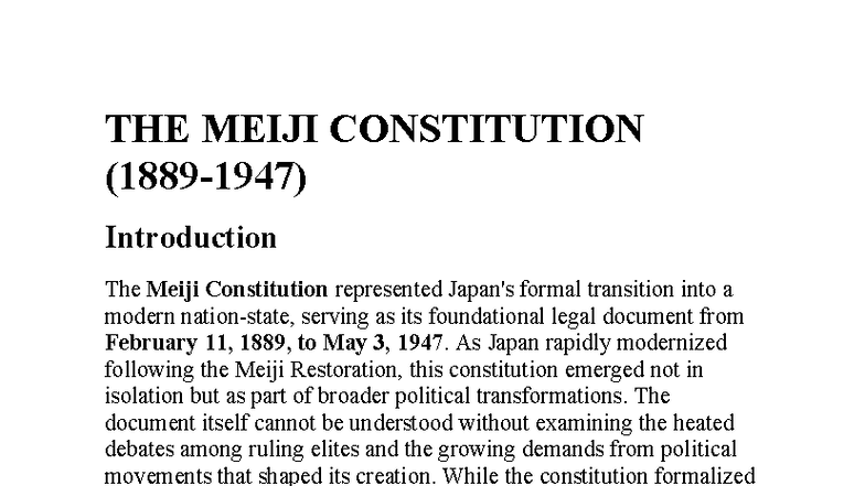 Meiji Constitution Overview: Historical Context & Political Debates ...