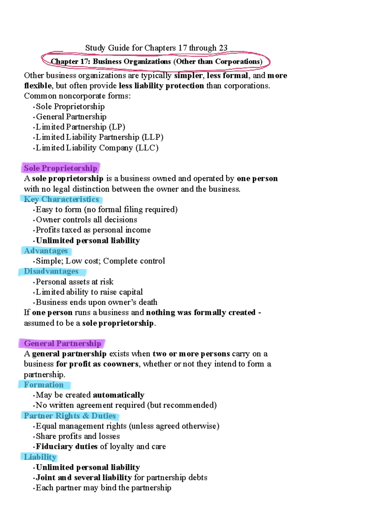 Study Guide for Business Organizations and Corporations - Studocu