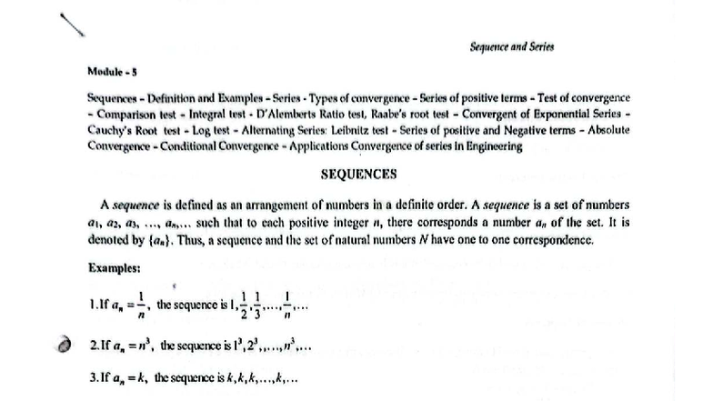 Module 5: Sequences and Series - Definitions, Examples, and Convergence ...