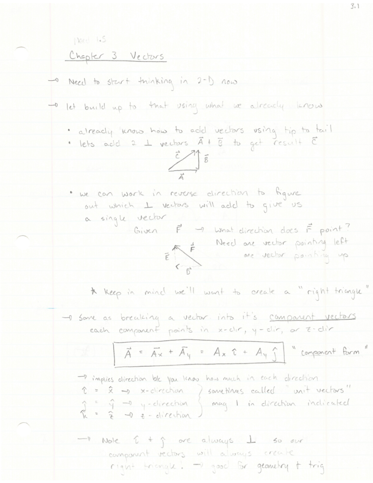Chapter 3 - Key Concepts and Summary Notes - 3 Need 1 Chapter 3 Vectors ...