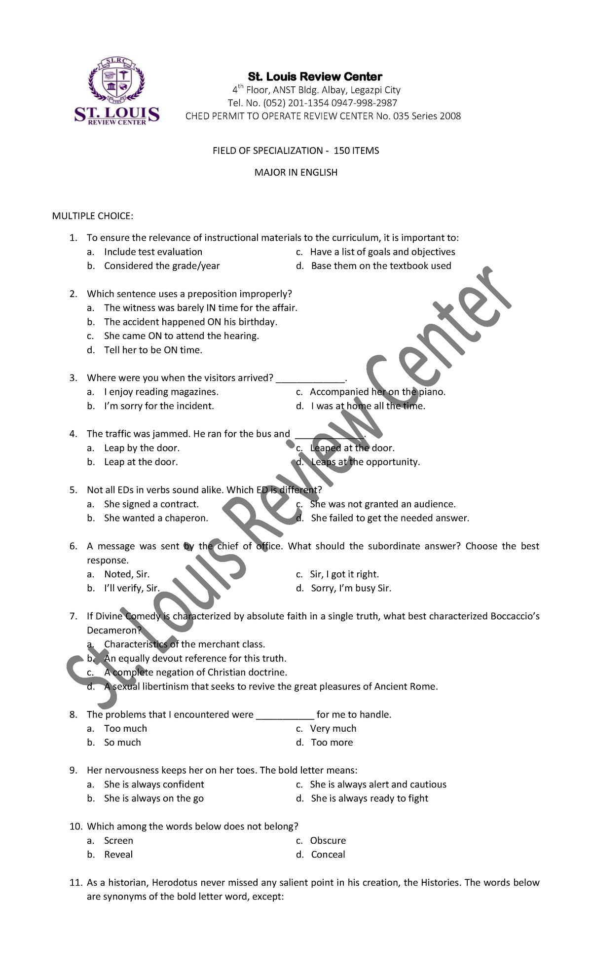 English-reviewer - St. Louis Review Center 4 th Floor, ANST Bldg. Albay ...