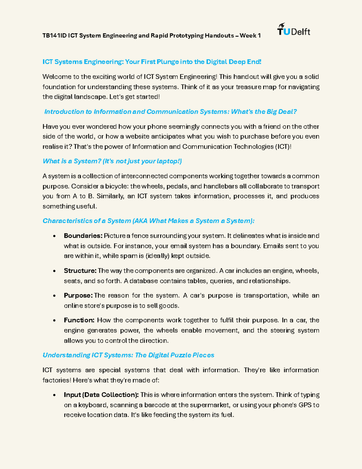 TB141ID ICT System Engineering & Rapid Prototyping Handouts: Week 1 ...