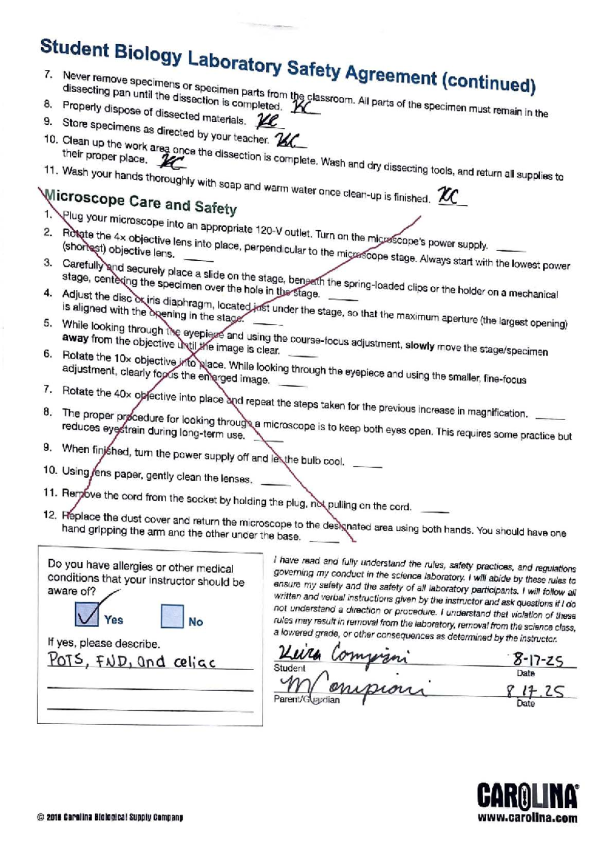 Biology Lab Safety Guidelines and Agreement (BIOL 101) - Studocu