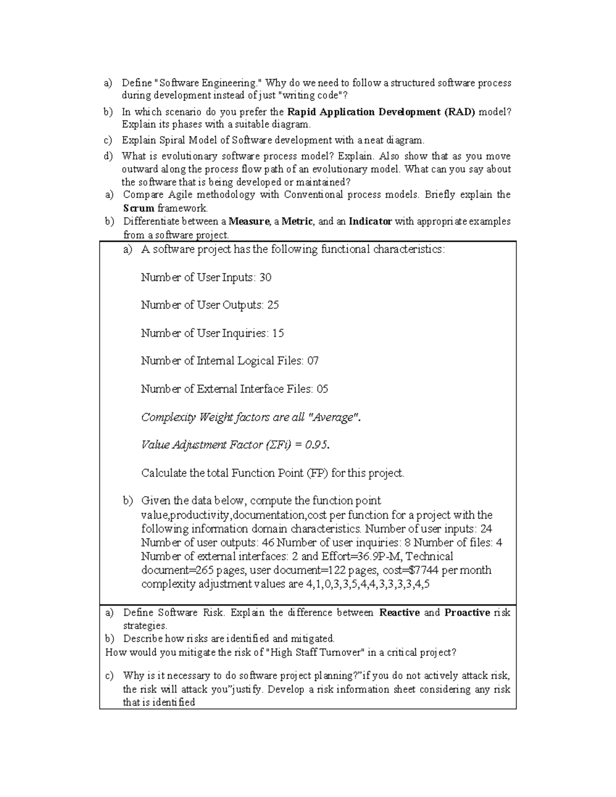 Software Development Process & Risk Management Practice Questions - Studocu