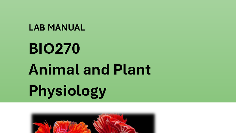 BIO270 Lab Manual: Animal and Plant Physiology Practical Guide - Studocu