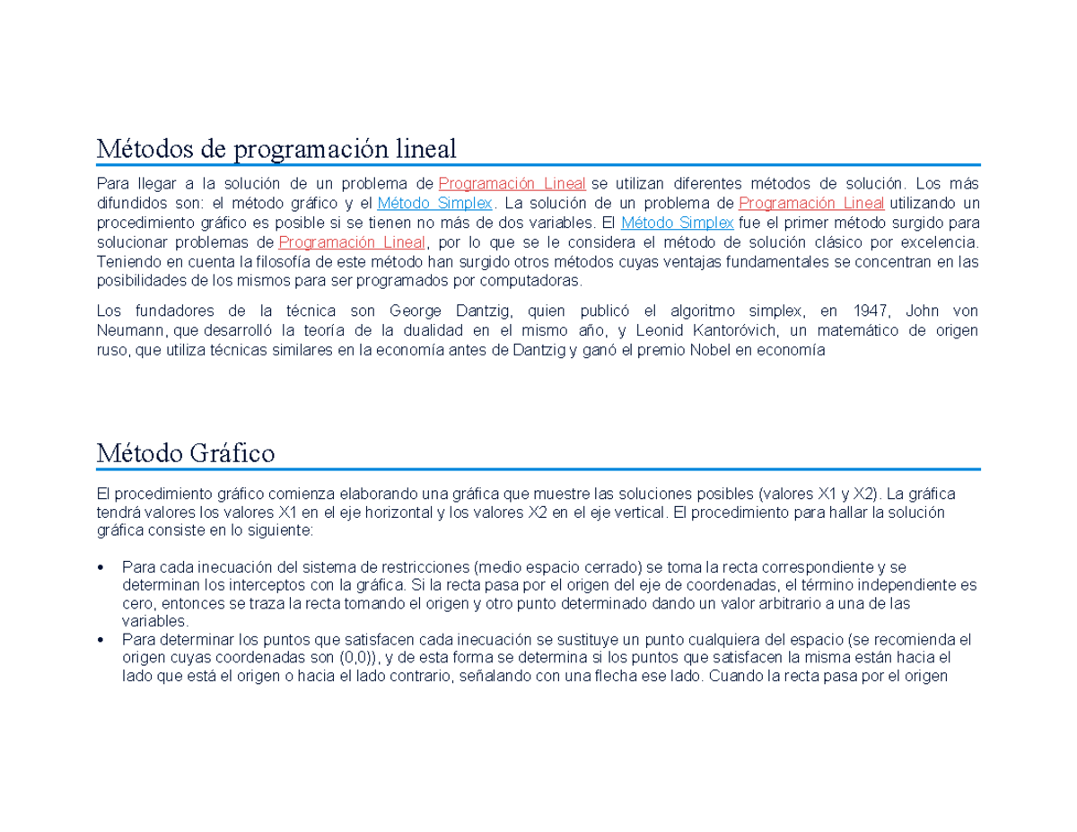 Métodos de Programación Lineal: Análisis del Método Gráfico y Simplex ...