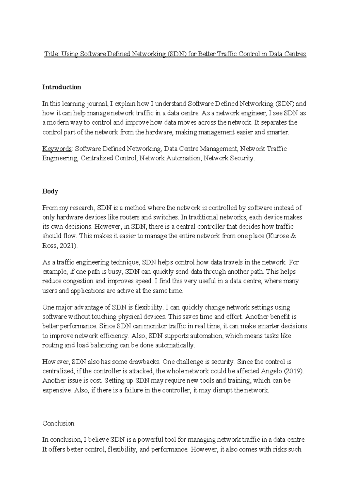 CS 4404-01 Learning Journal: SDN for Enhanced Data Centre Traffic ...