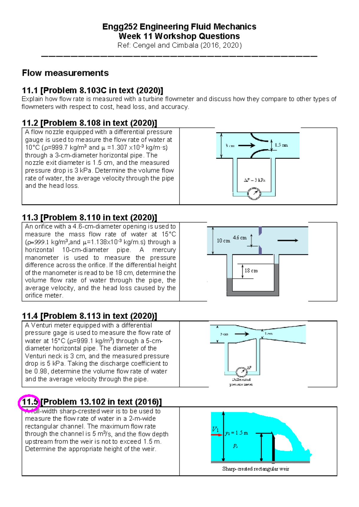 ENGG252 Week 11 Workshop: Flow Measurement Techniques and Calculations ...