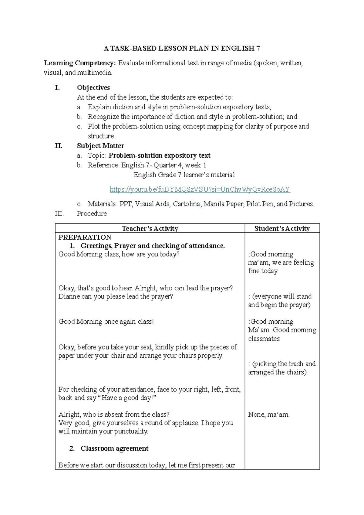 English 7 Lesson Plan: Evaluating Expository Texts and Diction - Studocu