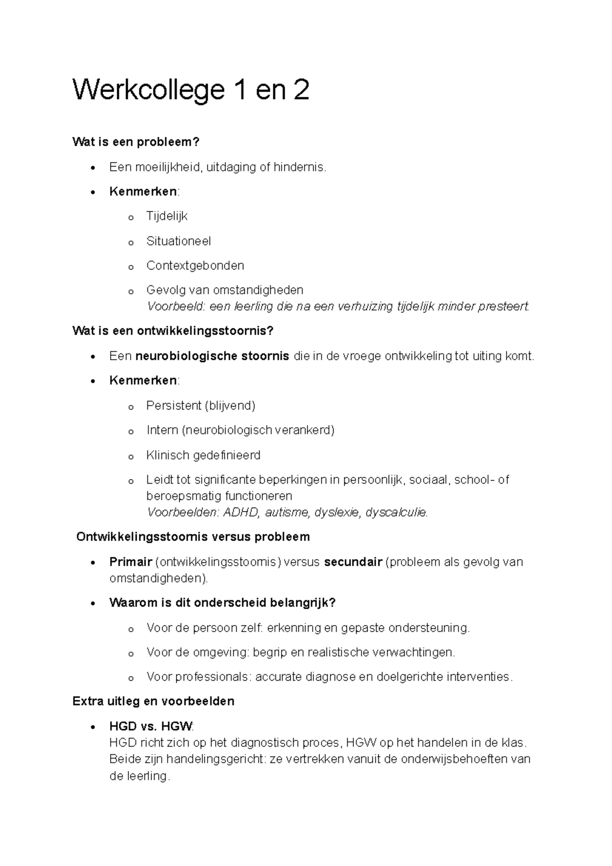 ML2 - Samenvatting Werkcolleges over Problemen en ...