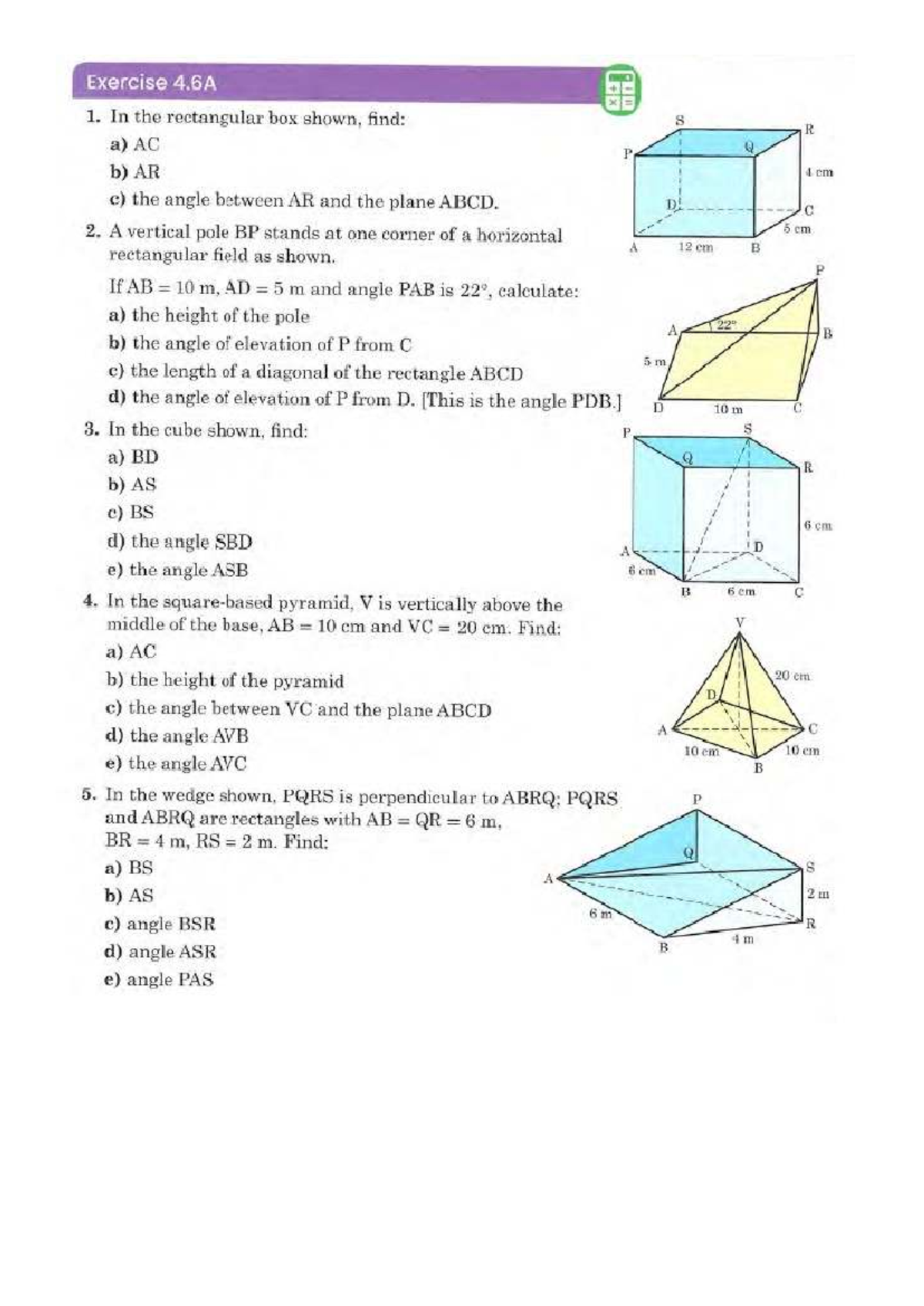 3D Trig Practice - Exercise 4.6A T1 - Studocu