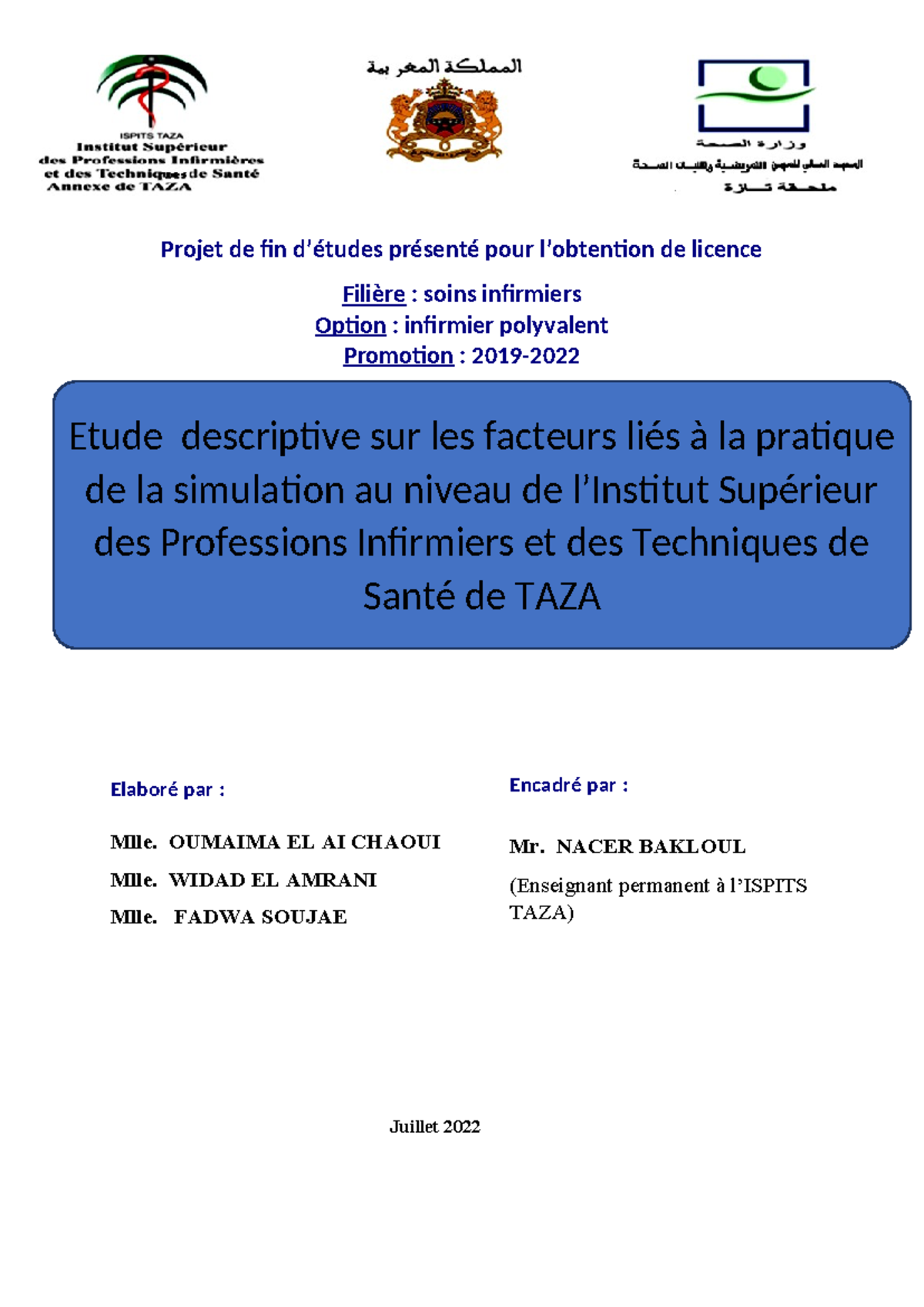 Étude des Facteurs Influents sur la Simulation au PFE en Soins ...