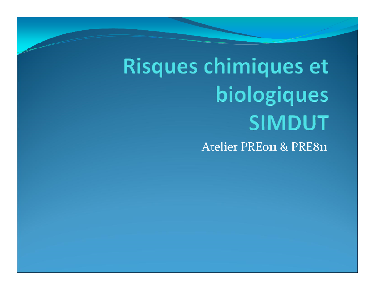 07b Simdut risques chimiques et biologiques presentation - Atelier ...