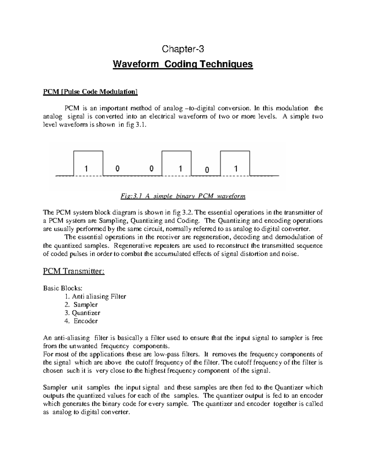 Chapter 3: Waveform Coding Techniques - PCM and Quantization Methods ...