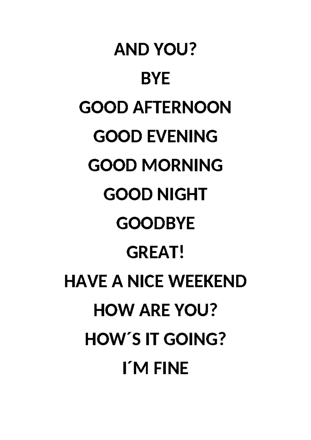 Greeting AND Saying Goodbye - Inglés I - AND YOU? BYE GOOD AFTERNOON ...
