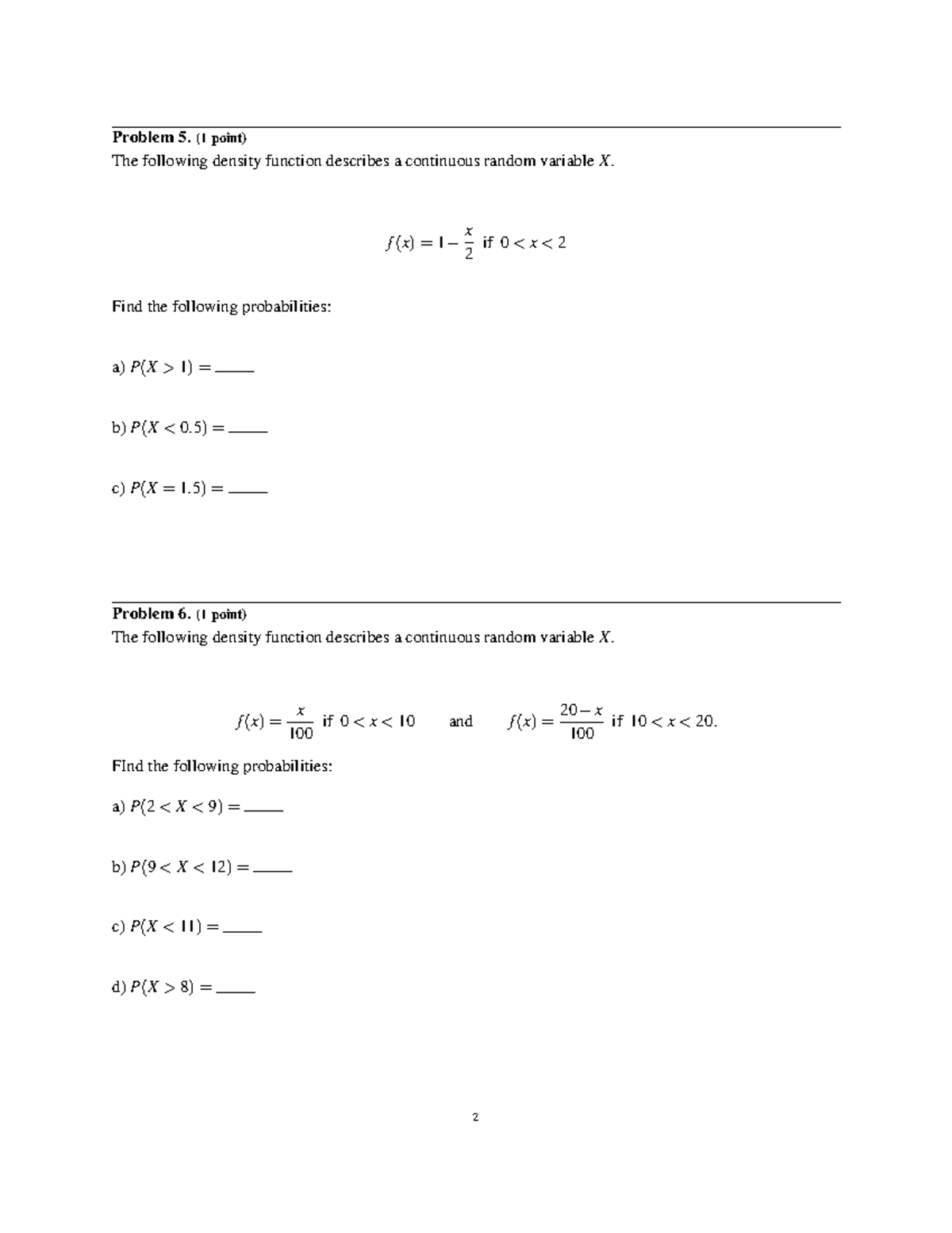 A8 - Assignment on Continuous Random Variables and Probabilities - Studocu