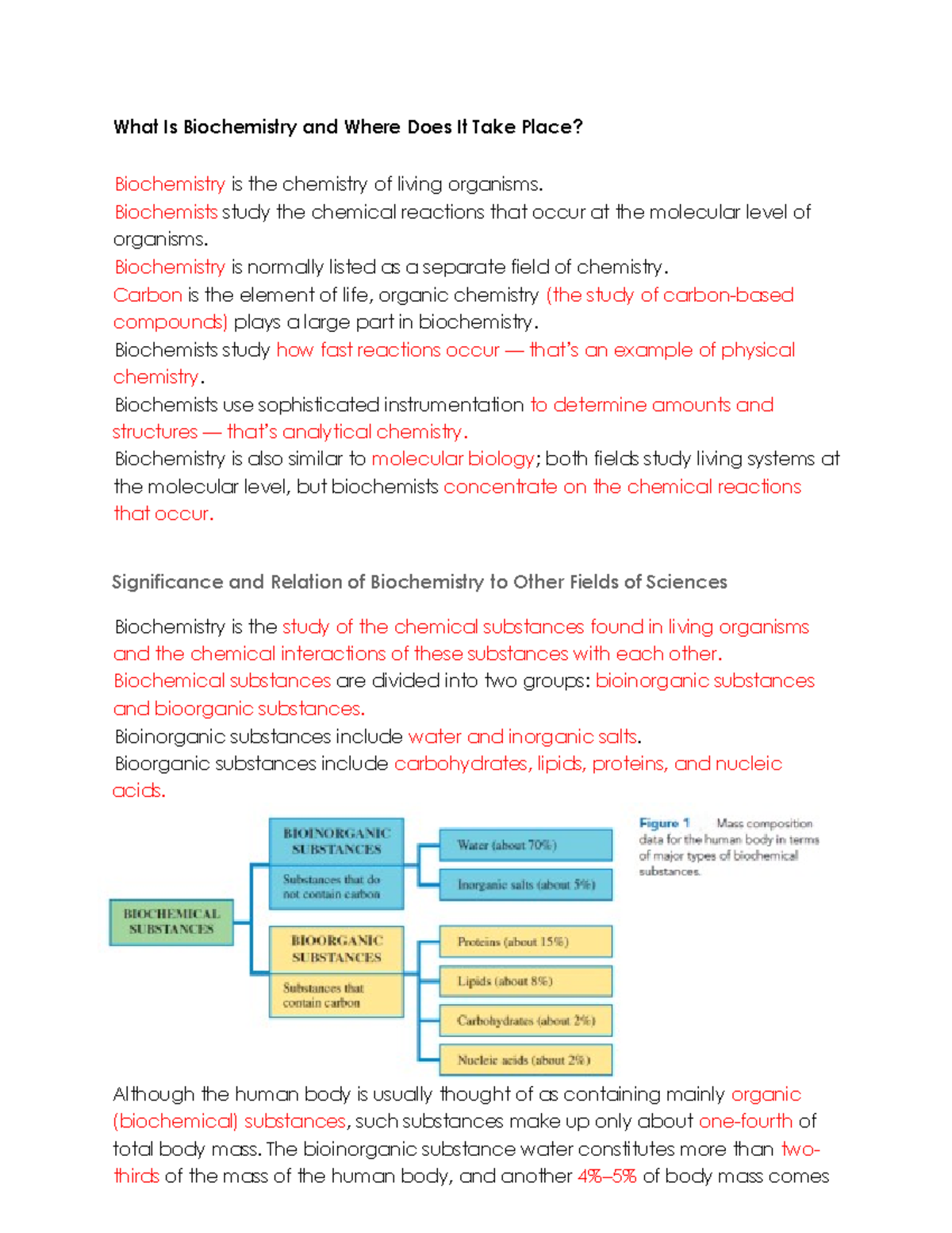 BIO CHEM LEC Notes M1 - What Is Biochemistry and Where Does It Take ...