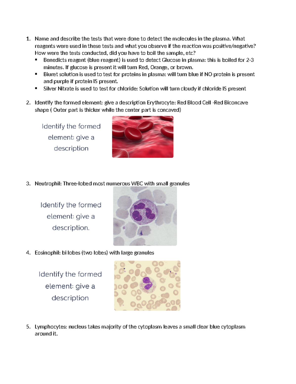 Lab 1: Plasma Molecule Tests - Bio 425 Analysis and Observations - Studocu