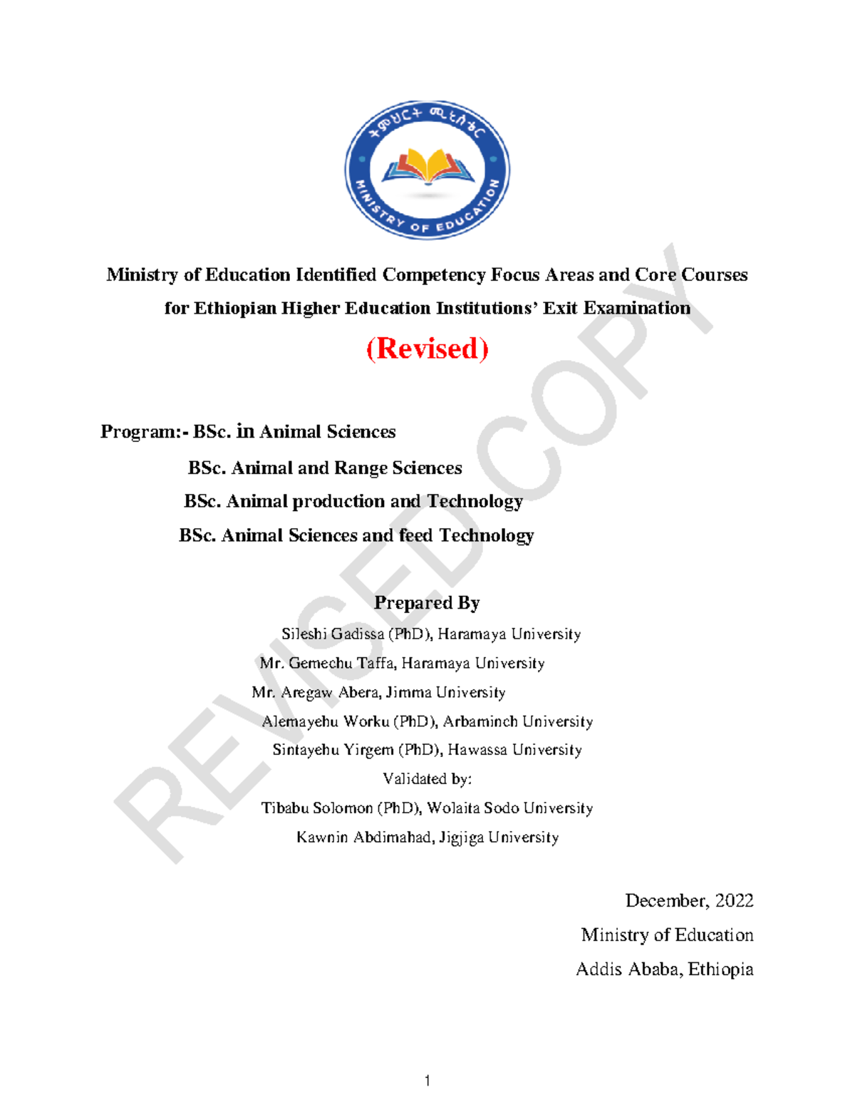 **BSc in Animal Science: Competency Focus Areas and Core Courses ...