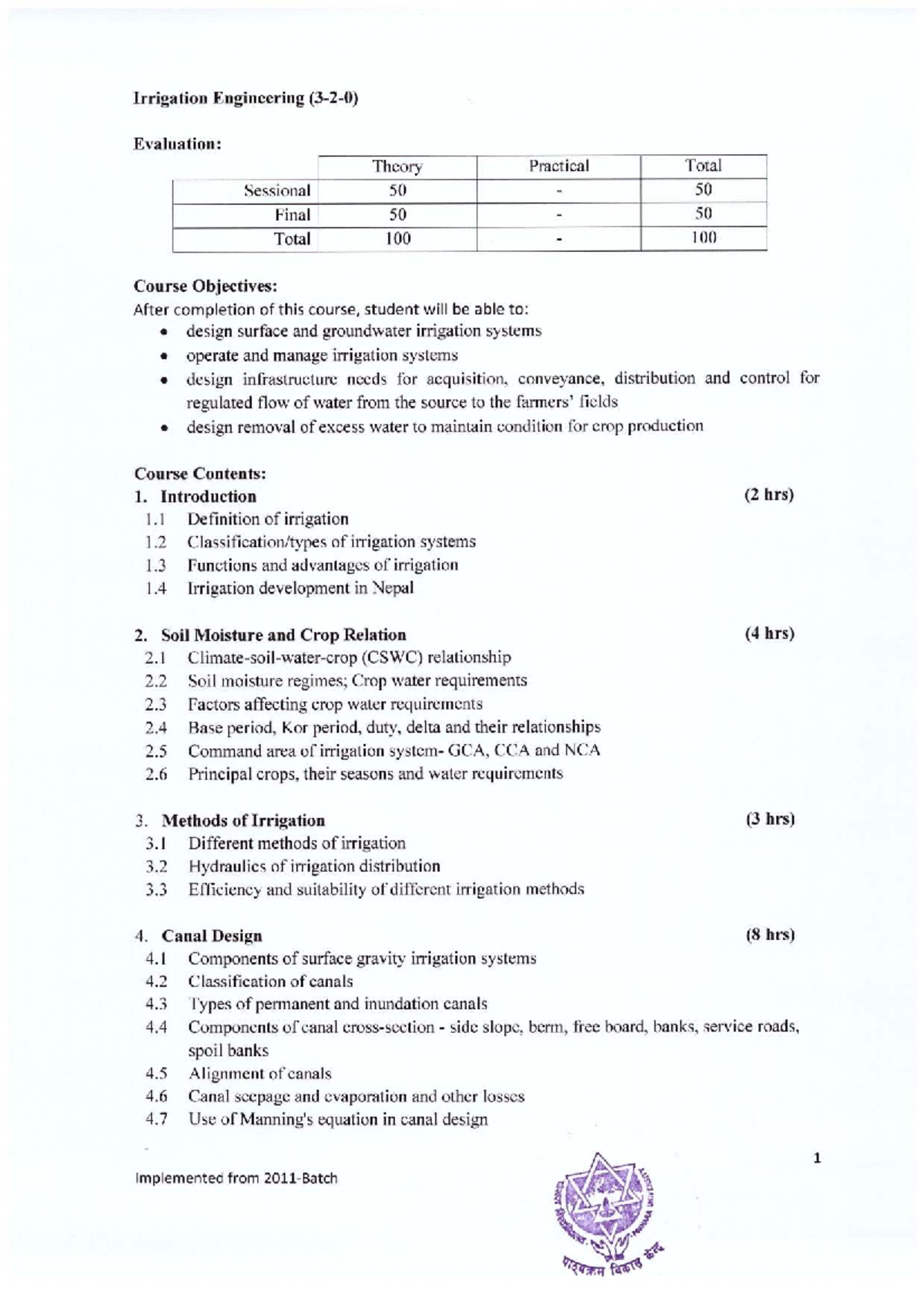 Becivil 6th Sem: Irrigation Engineering & Foundation Design Final Exam ...