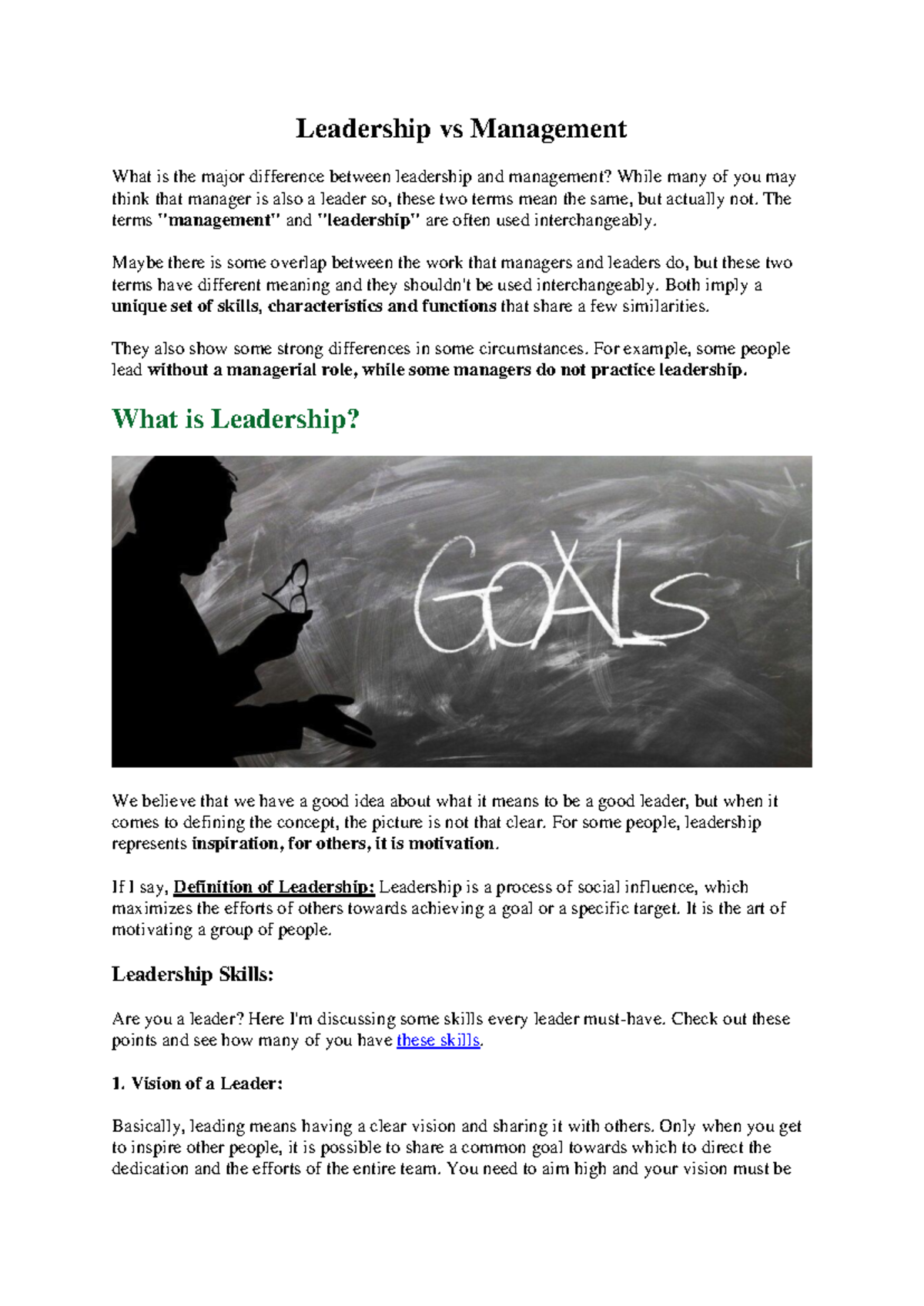 Leadership vs Management: Key Differences and Insights - Studocu