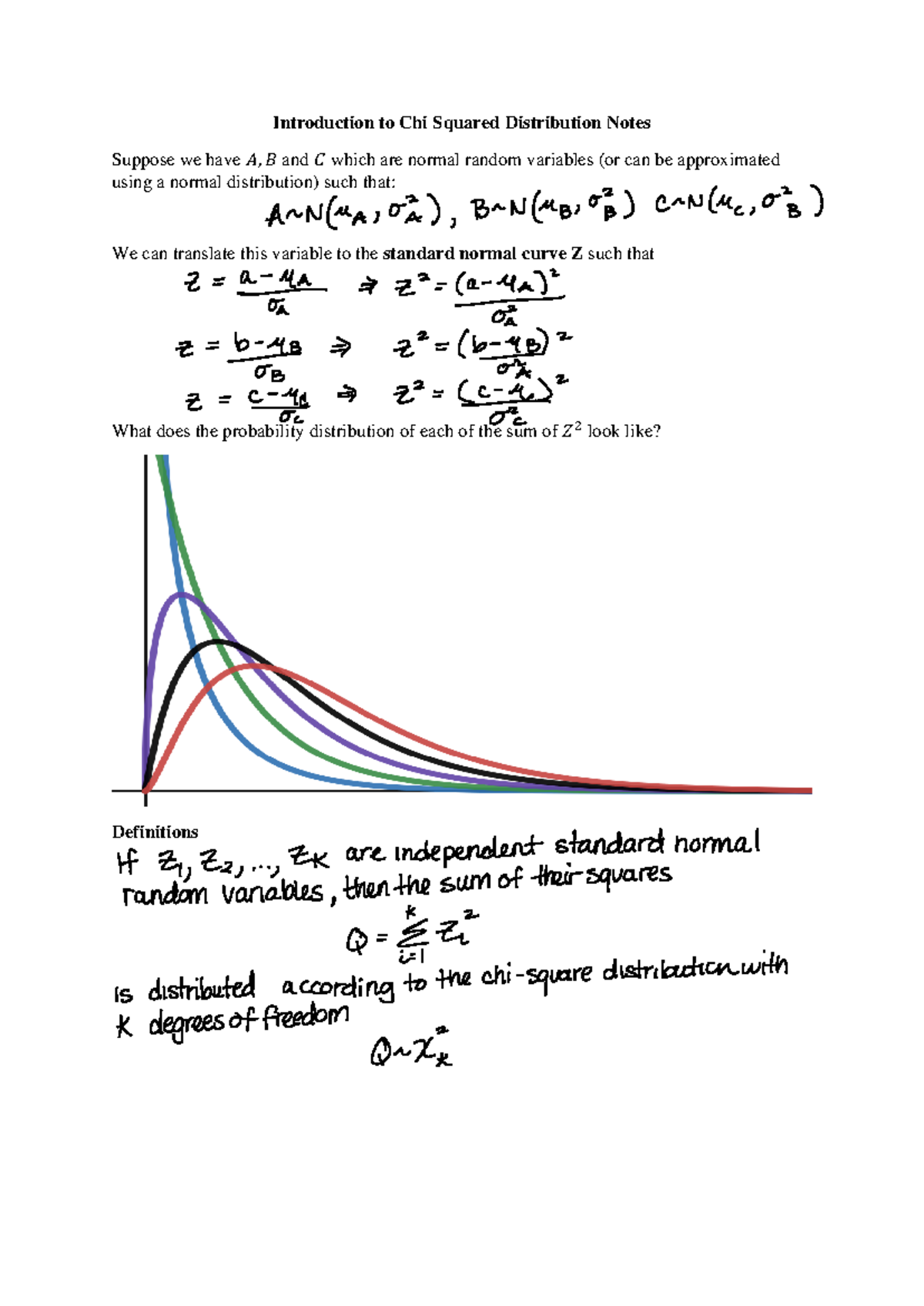 7.1 Introduction to the Chi-Squared Distribution Notes - Teacher ...