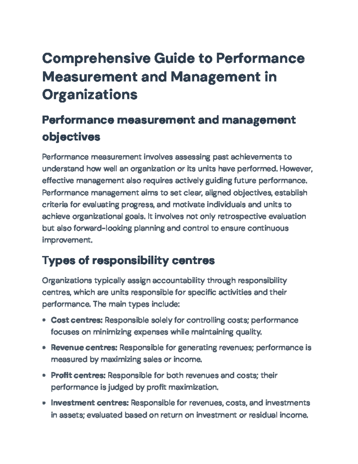 Comprehensive Guide to Performance Measurement & Management (PM 101 ...